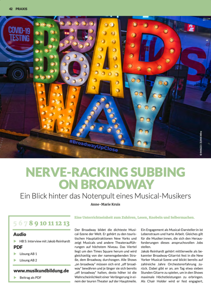 Nerve-Racking Subbing on Broadway – Studio Neumann – Musik & Bildung
